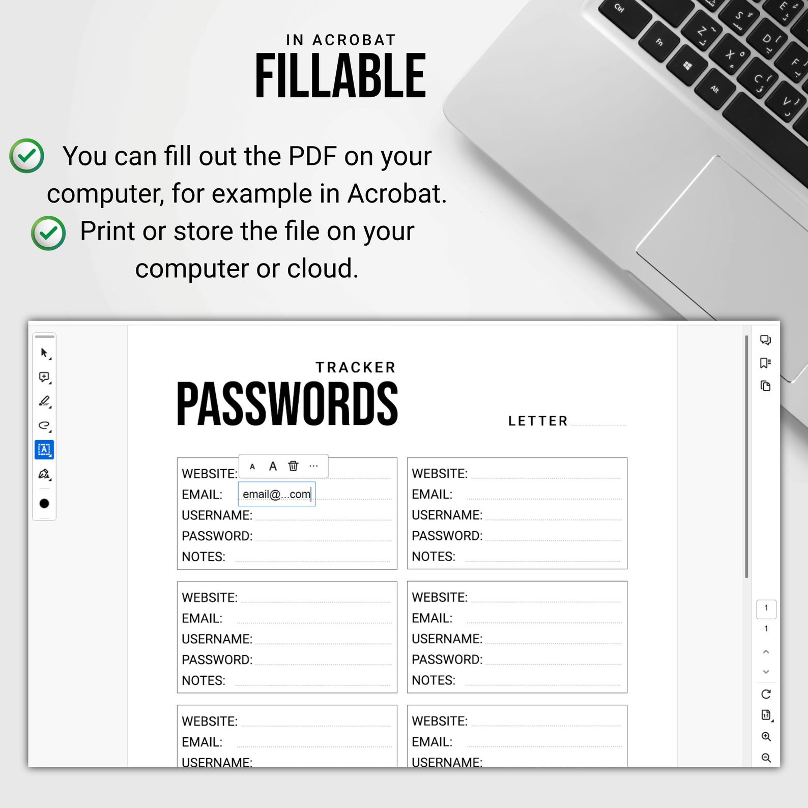 Password Tracker Printable, Password Book Fillable, A4/a5/letter/half ...