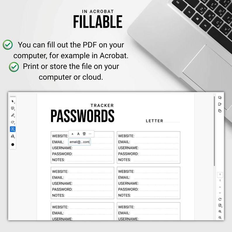 Password Tracker Printable, Password Book Fillable, A4/a5/letter/half ...