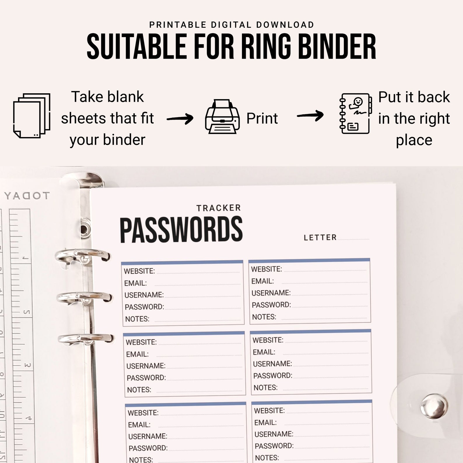 Password Tracker Printable, Password Book Fillable, A4/a5/letter/half ...