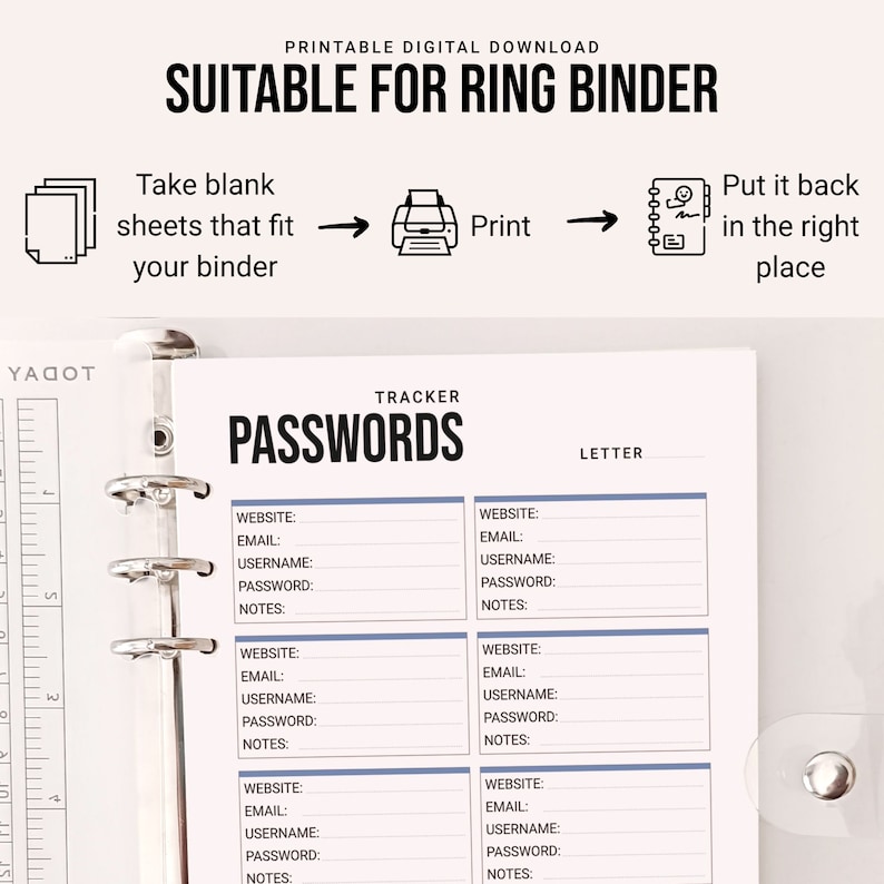Password Tracker Printable, Password Book Fillable, A4/a5/letter/half ...