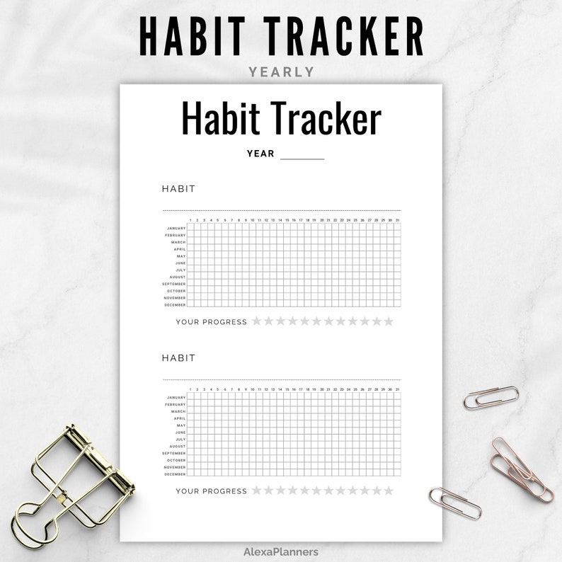 Yearly Habit Tracker Printable, A5 Planner Inserts - Etsy