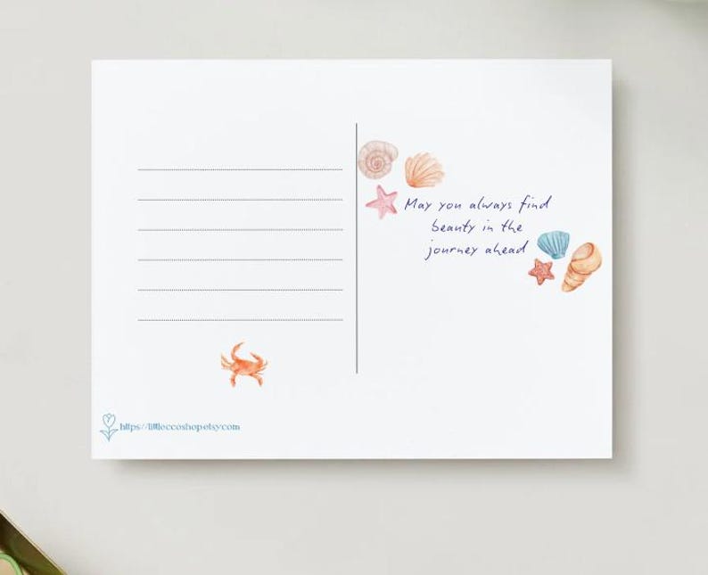 Ocean Current Watercolor Postcard: Downloadable Handwritten Sea ...