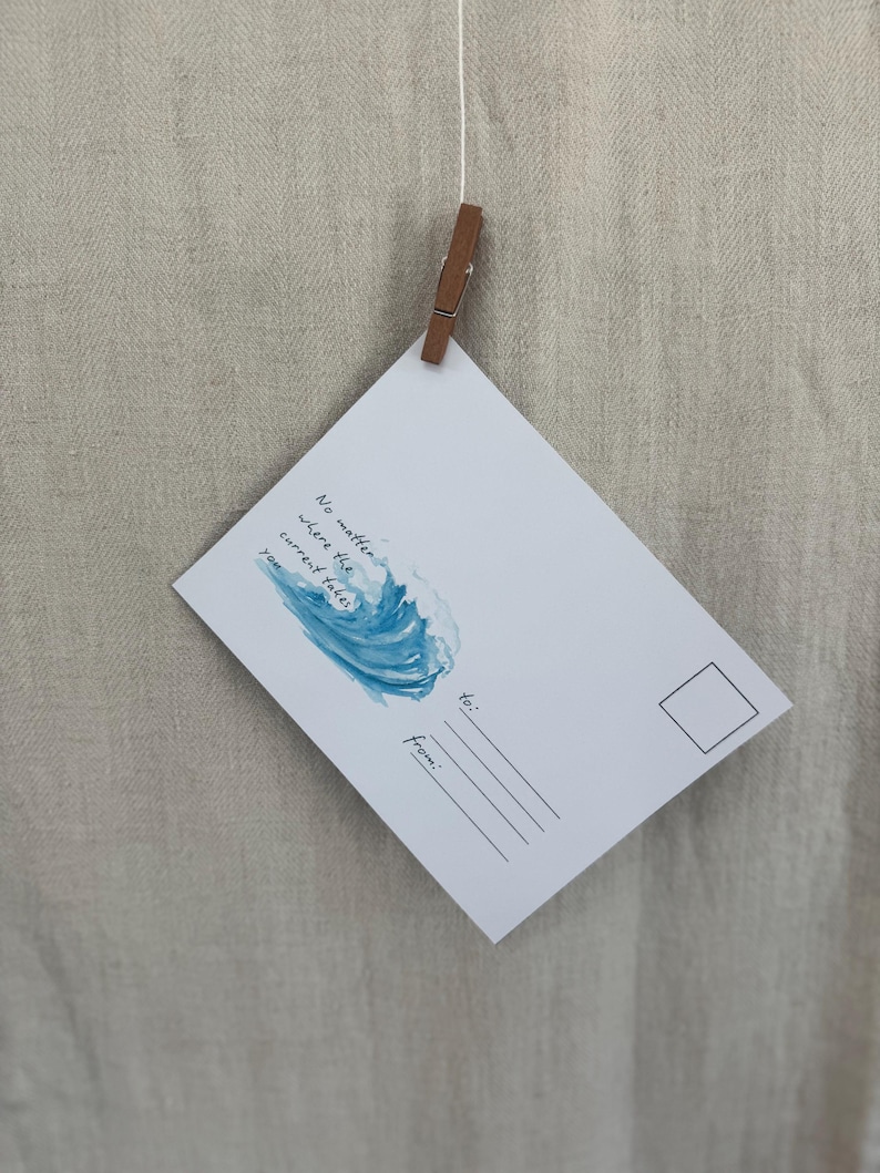 Ocean Current Watercolor Postcard: Downloadable Handwritten Sea ...
