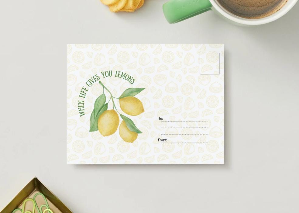 When Life Gives You Lemons - Downloadable Postcard - Etsy