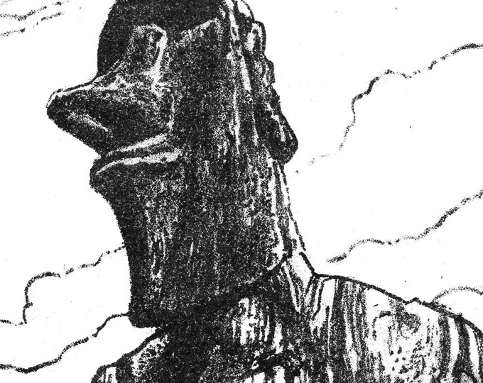 Easter Island Man LITHOGRAPH Limited Edition Print Black and White - Etsy