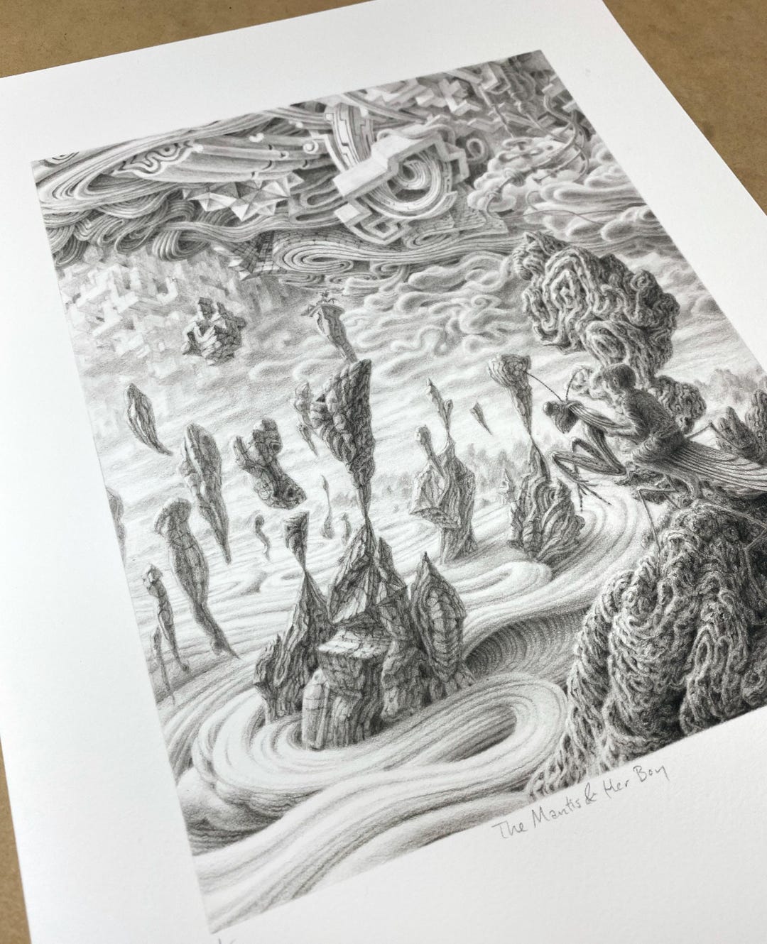 Surreal Insect Art Print: the Mantis and Her Boy, Signed Giclee ...