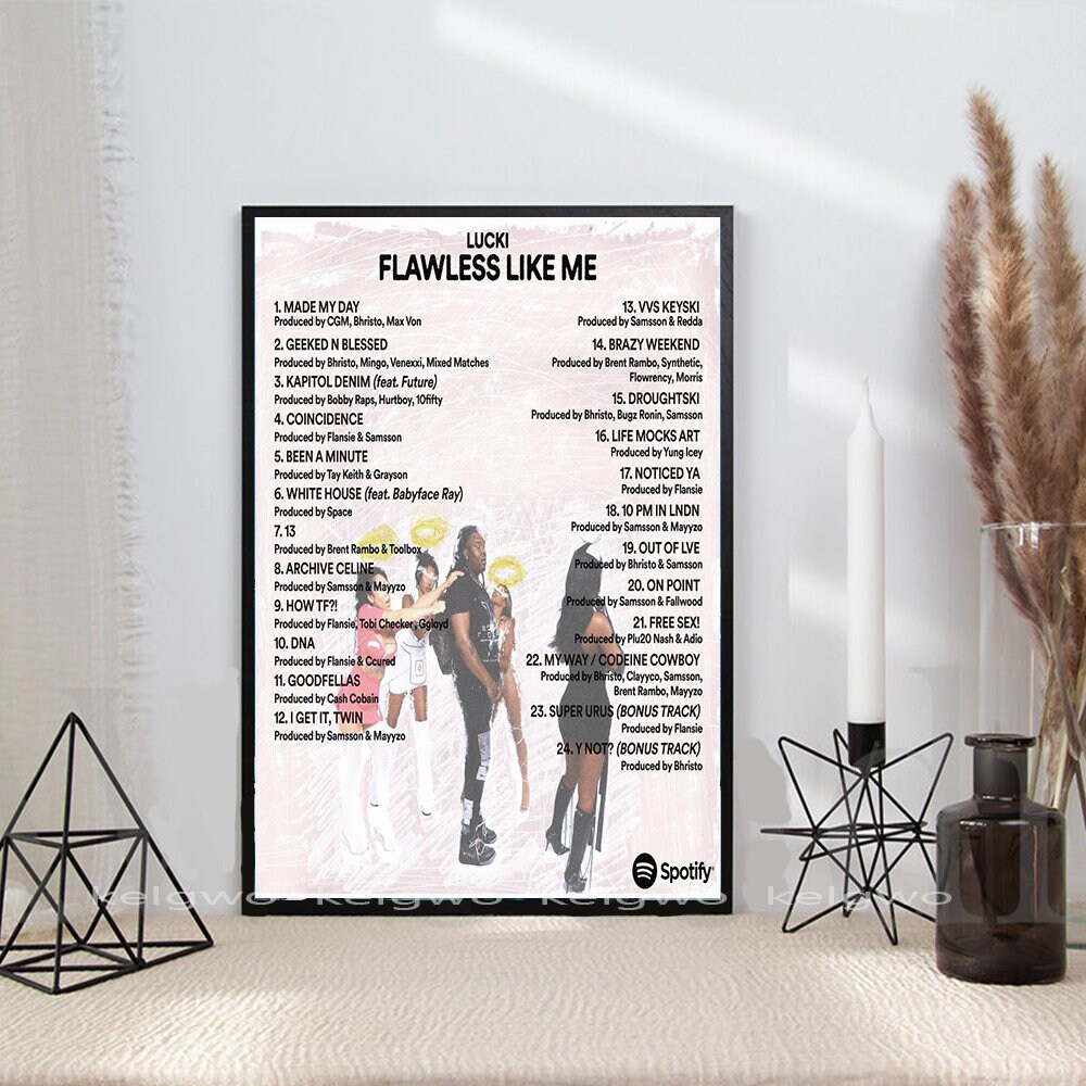 Lucki - Flawless Like Me Lyrics And Tracklist Poster Designed & Sold By ...