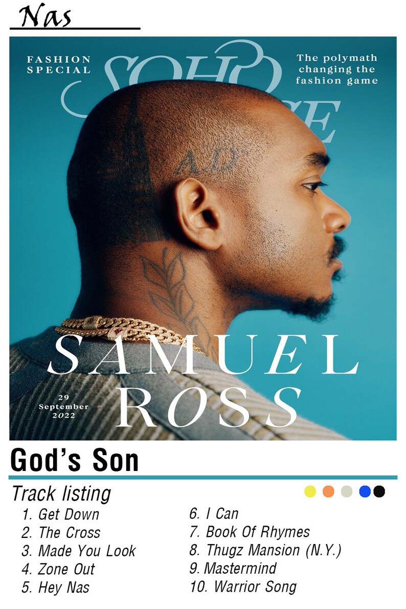 Nas Gods Son Album Cover Poster Etsyde