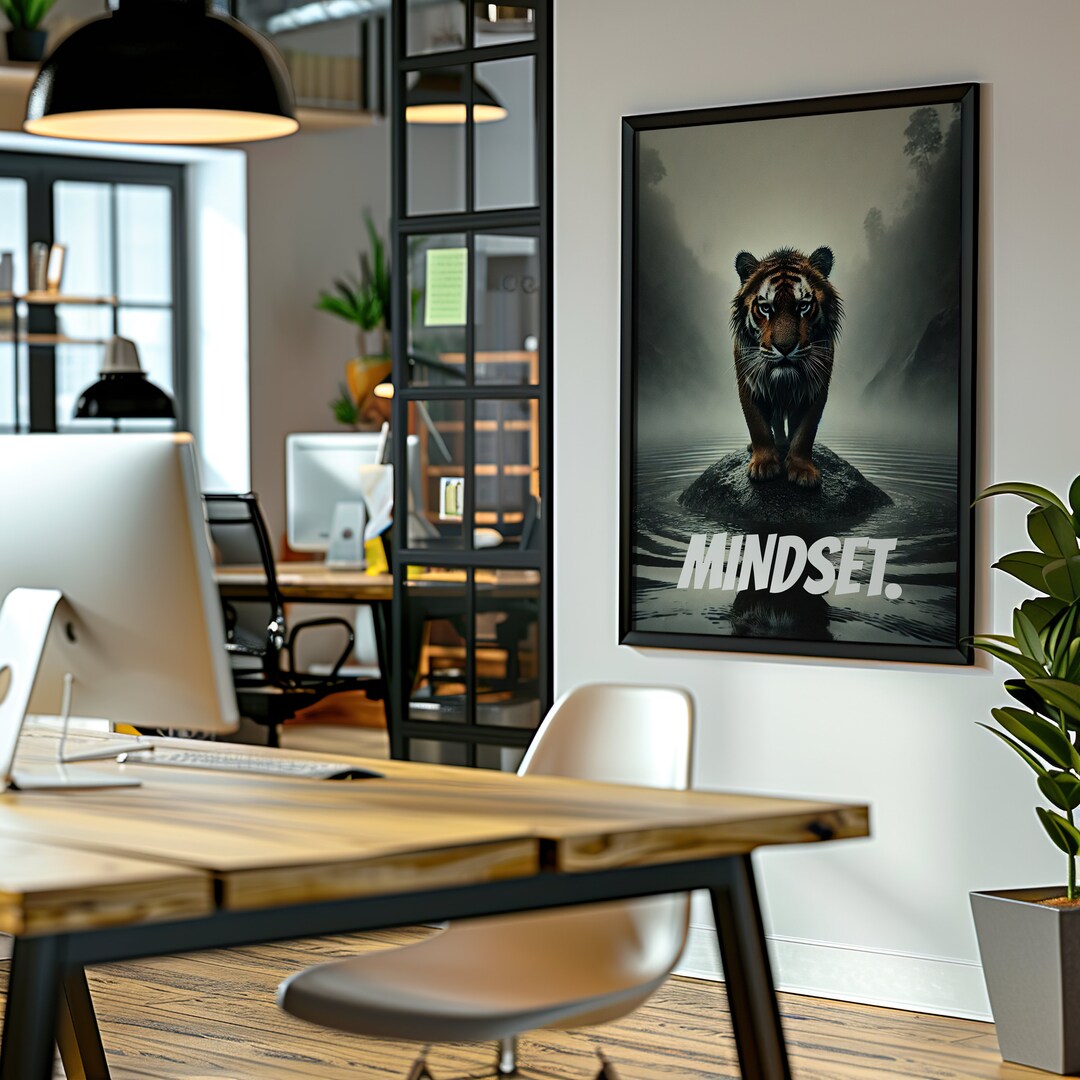 Tiger Mindset. Motivational Poster, Office Decor, Inspirational Room ...