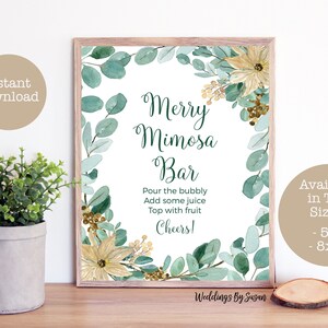 Merry Mimosa Bar 5x7 8x10 Printable Christmas Party Sign - Etsy