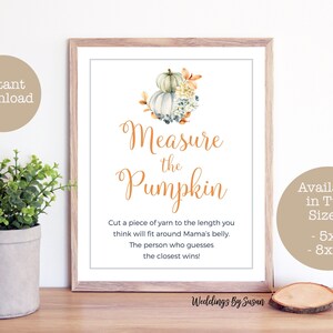 Measure the Pumpkin 5x7, 8x10 Printable Baby Shower Game Sign, Measure ...