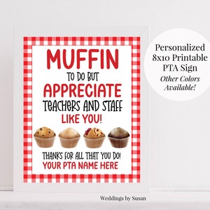 Muffin to Do Personalized Printable 8x10 Teacher and Staff Appreciation ...