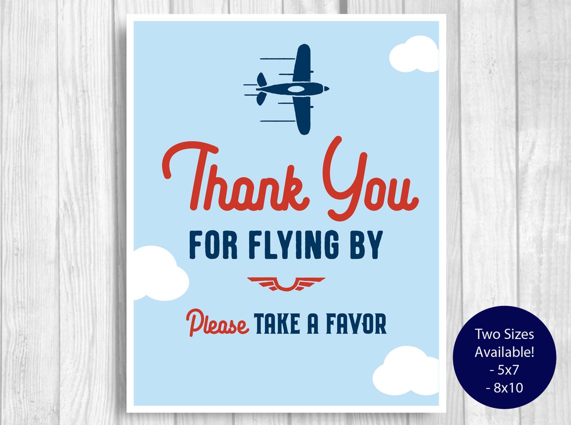 Thank You for Flying by 5x7 8x10 Printable Airplane Birthday | Etsy