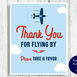 Thank You for Flying by 5x7 8x10 Printable Airplane Baby Shower Favor ...