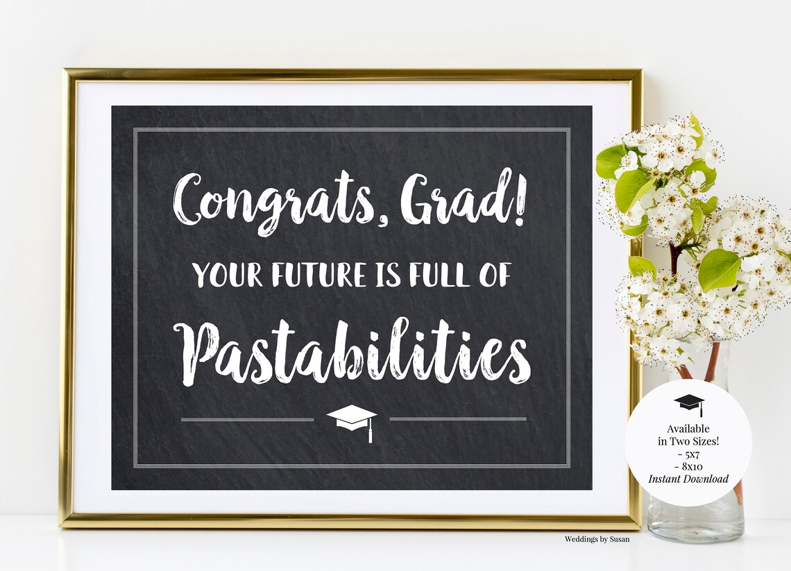 Graduation Party Pasta Bar 5x7 8x10 Printable Chalkboard - Etsy