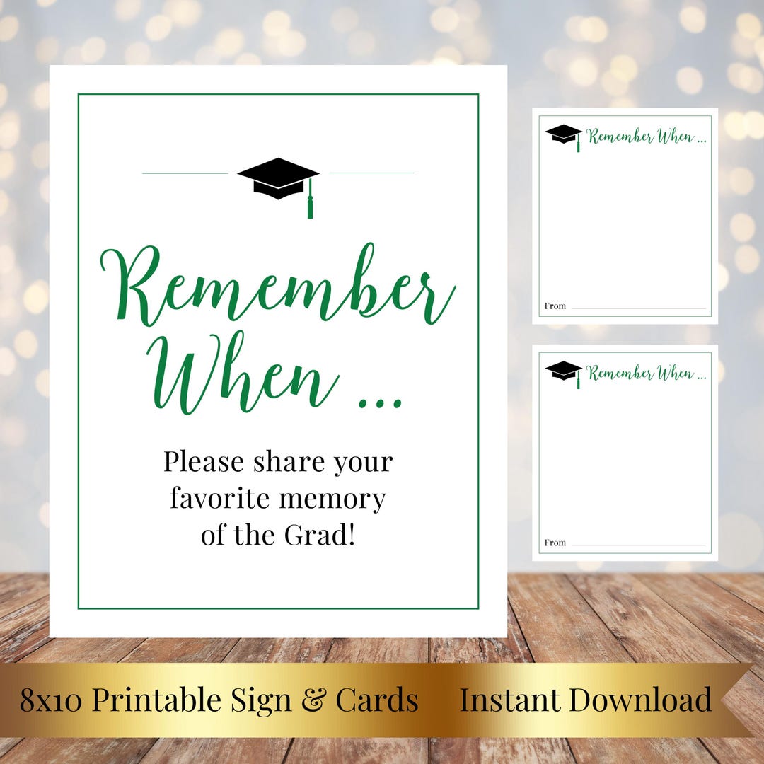 Favorite Memories of Grad Printable Graduation Sign and Matching Cards ...