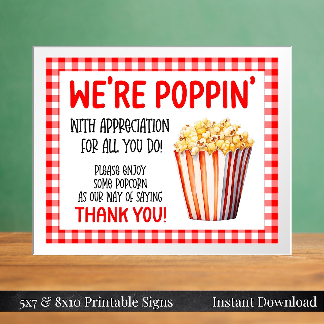 Poppin With Appreciation 5x7, 8x10 Sign, Thank You for All You Do, Red ...