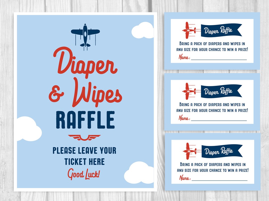 Diaper and Wipes Raffle 8x10 Printable Sign, Sheet of 3x5 Raffle ...