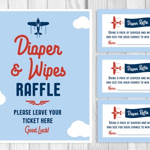 Diaper and Wipes Raffle 8x10 Printable Sign, Sheet of 3x5 Raffle ...