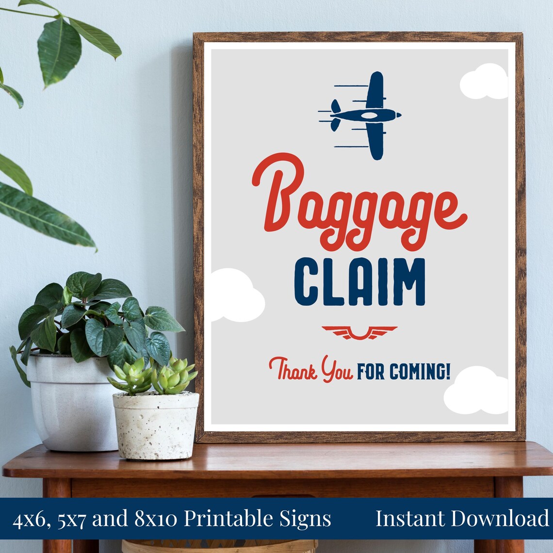 Baggage Claim 4x6, 5x7, 8x10 Printable Boy's Airplane Birthday Party ...