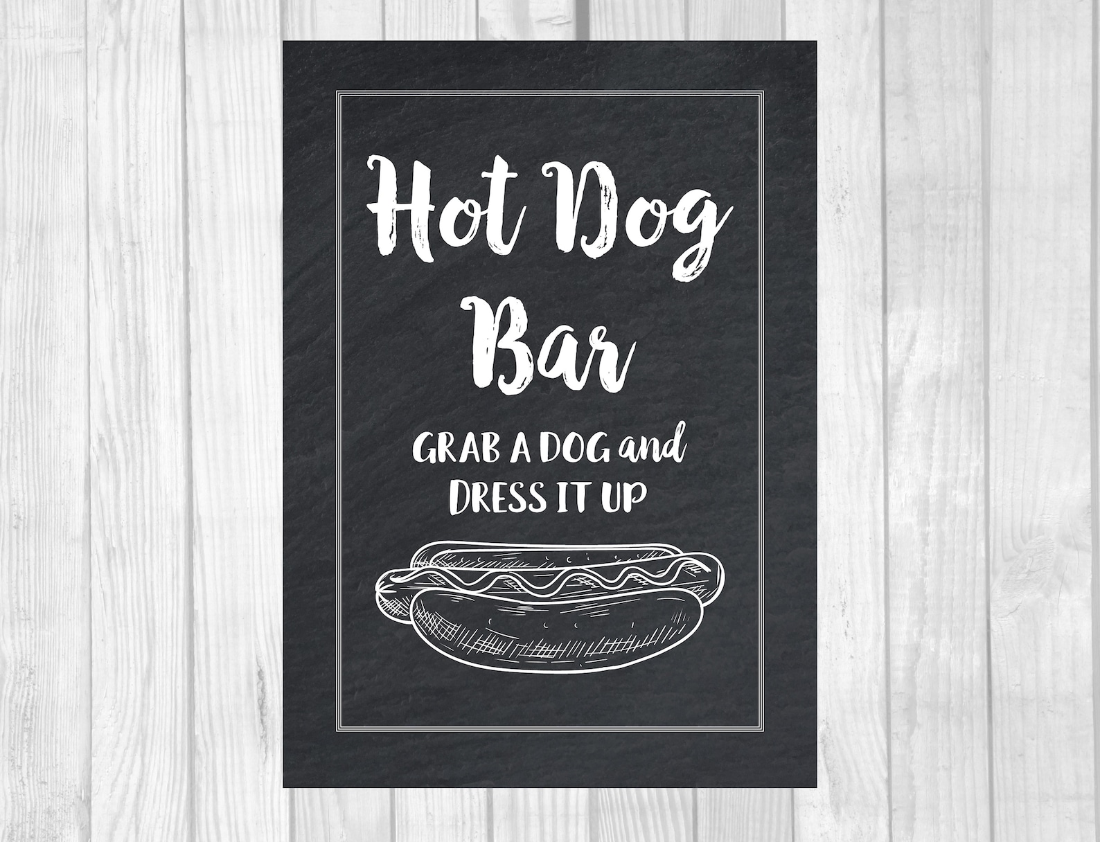 Hot Dog Bar 5x7 8x10 Printable Party Chalkboard Sign Grab a - Etsy