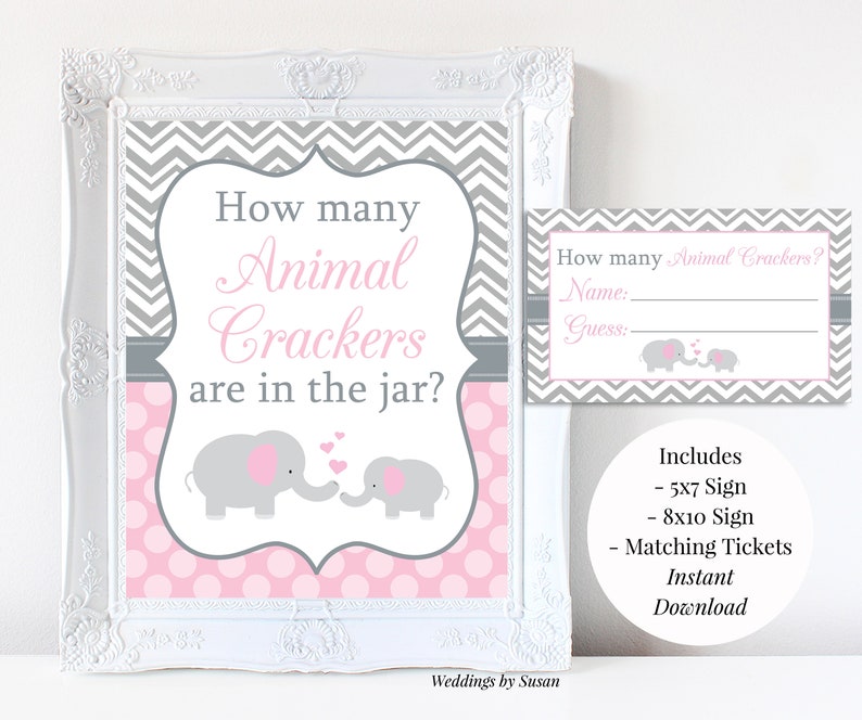 Animal Crackers Guessing Game Printable 5x7 8x10 Pink and - Etsy