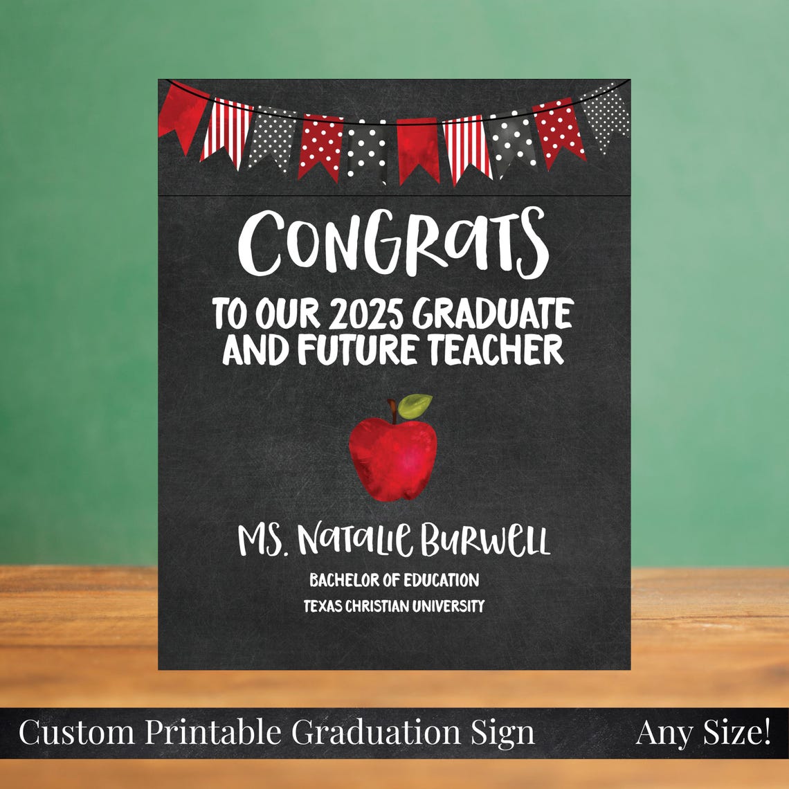 Future Teacher Personalized Printable Congrats Graduation Party Sign ...