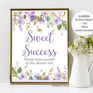 Dessert Bar Graduation Party Sign, 5x7 & 8x10 Printable Sign, Sweet ...