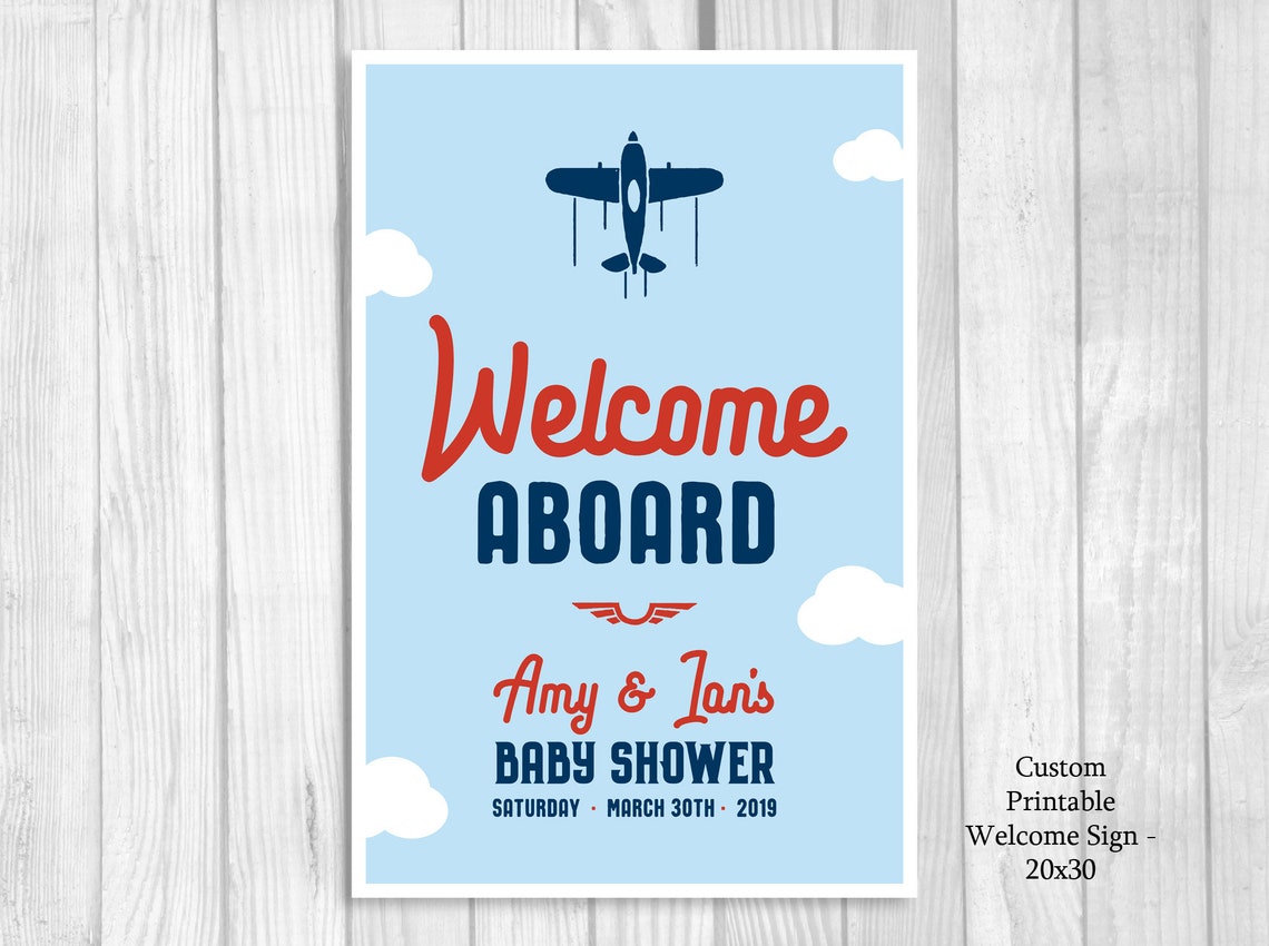 Welcome Aboard Custom Personalized Printable Airplane Baby - Etsy