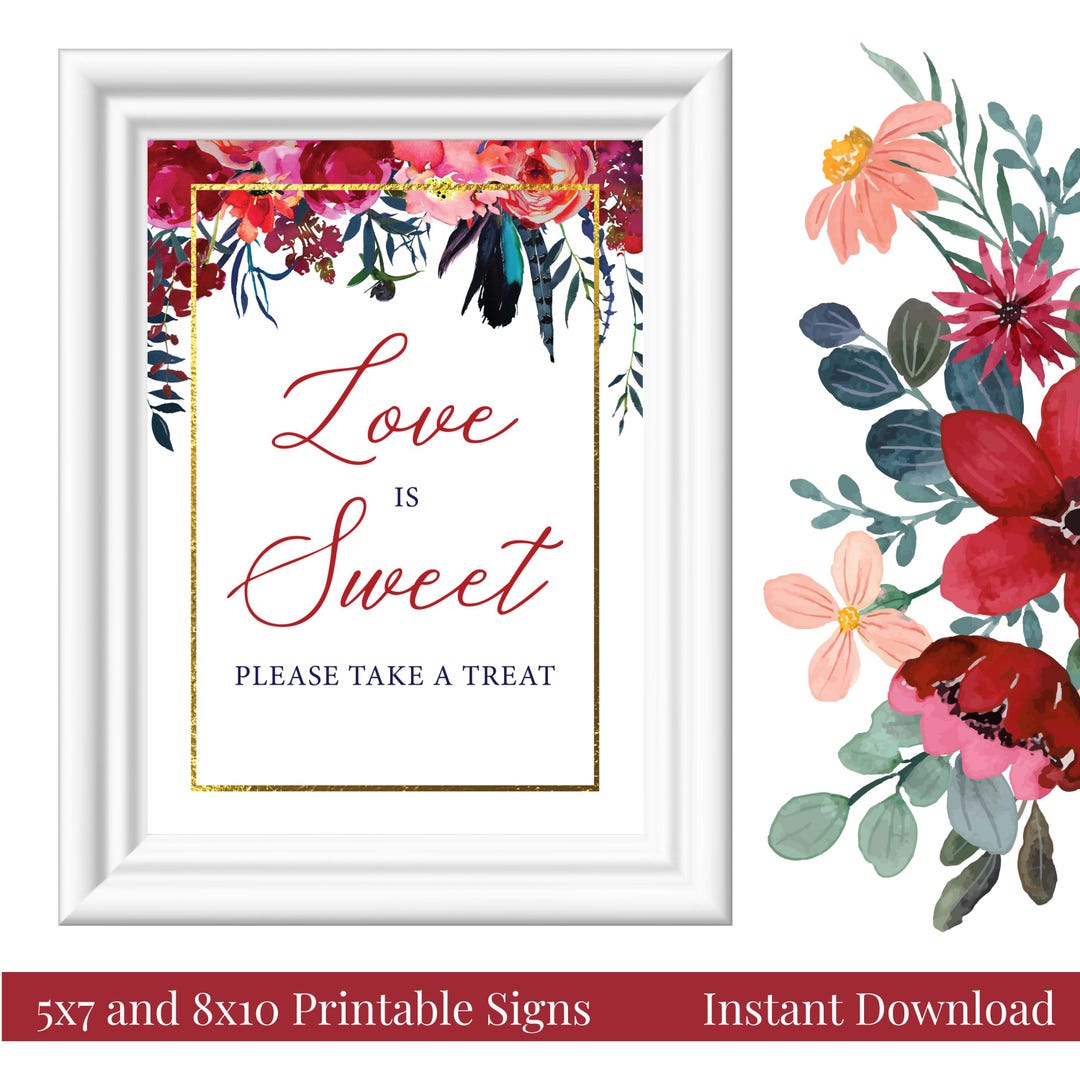 Love is Sweet Take A Treat 5x7, 8x10 Printable Rehearsal Dinner Sign ...