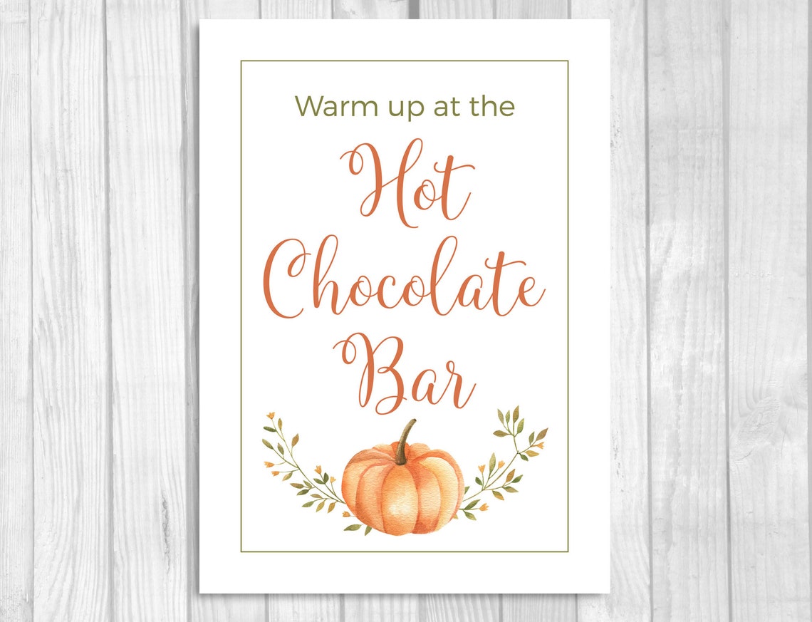 Warm Up at the Hot Chocolate Bar 5x7 8x10 Printable Fall | Etsy