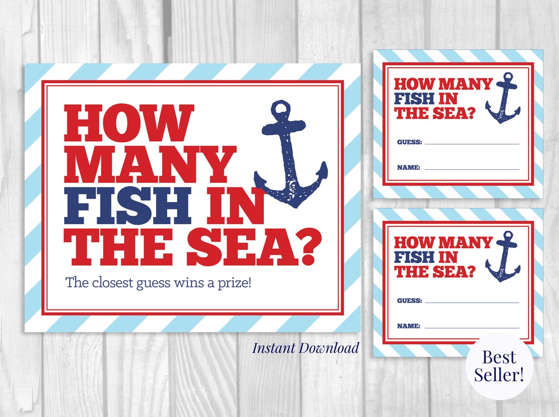 Guess How Many Fish in the Sea Printable Nautical Anchor - Etsy