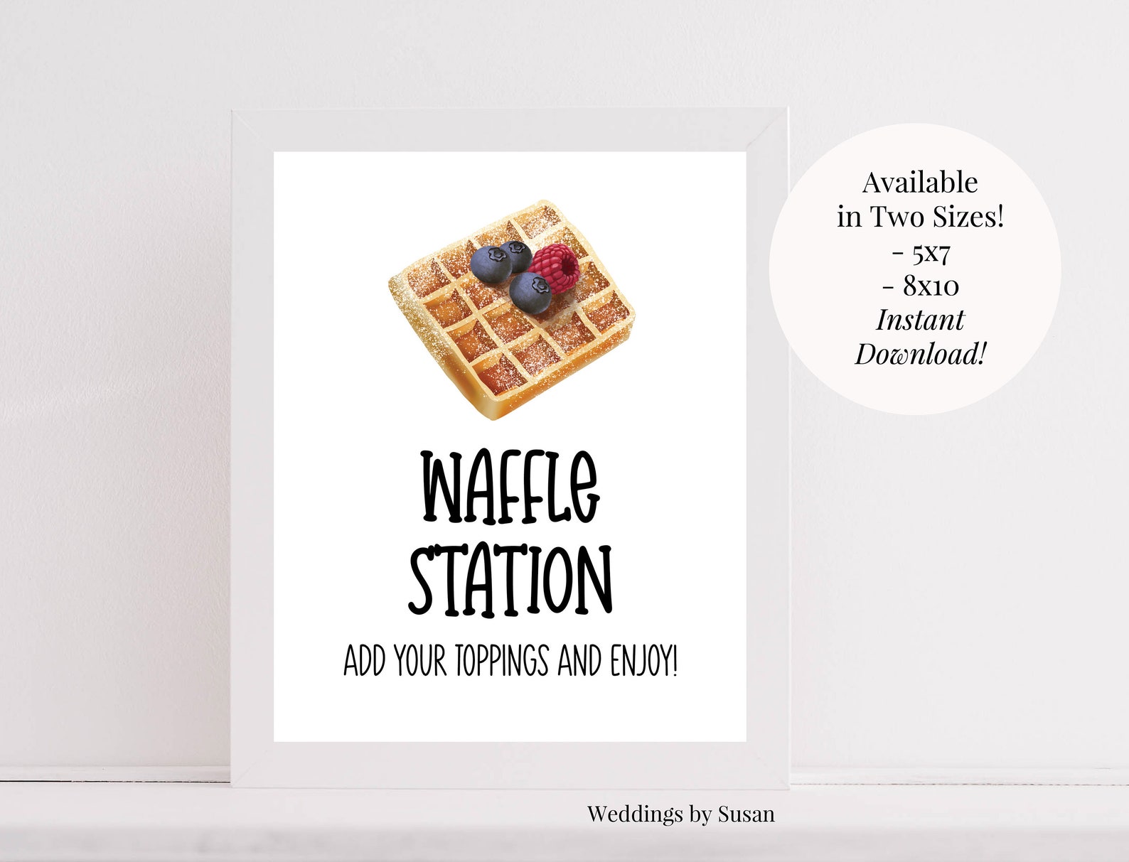 Waffle Station 5x7 8x10 Printable Party Sign Watercolor - Etsy