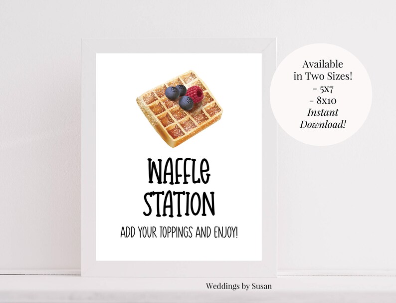 Waffle Station 5x7 8x10 Printable Party Sign Watercolor - Etsy