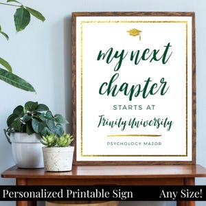 My Next Chapter Begins Printable, Graduation Sign, Green Gold Foil ...
