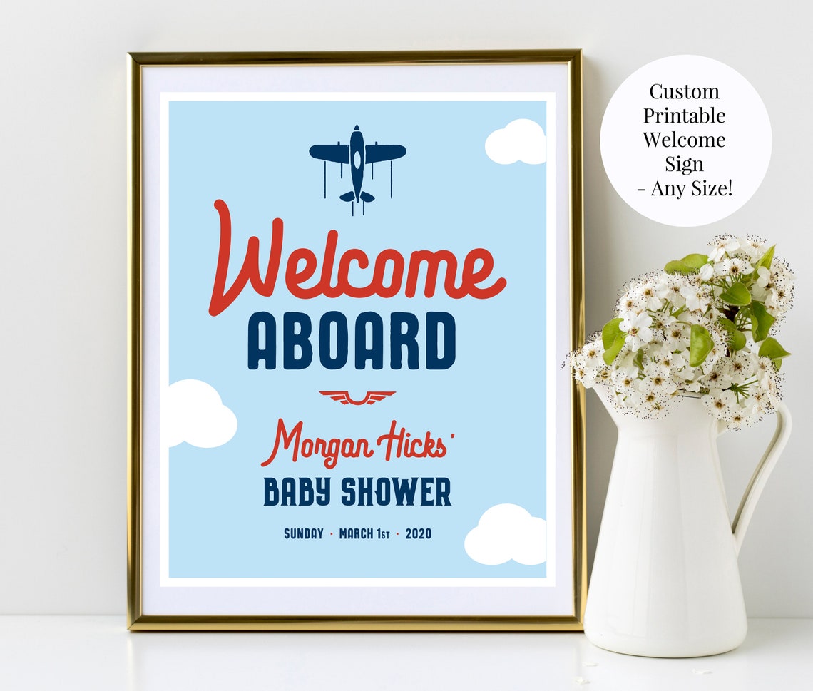 Welcome Aboard Custom Personalized Printable Airplane Baby | Etsy