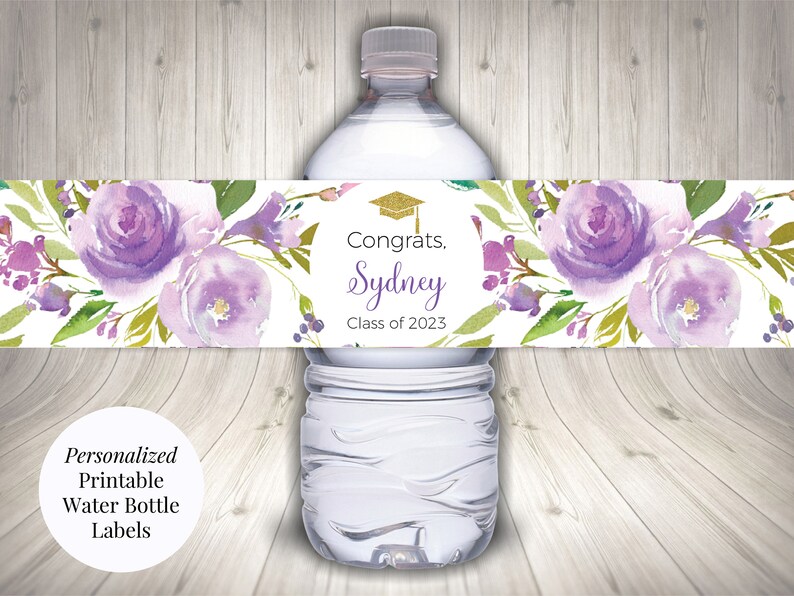 Congratulations Grad Personalized Printable Water Bottle - Etsy