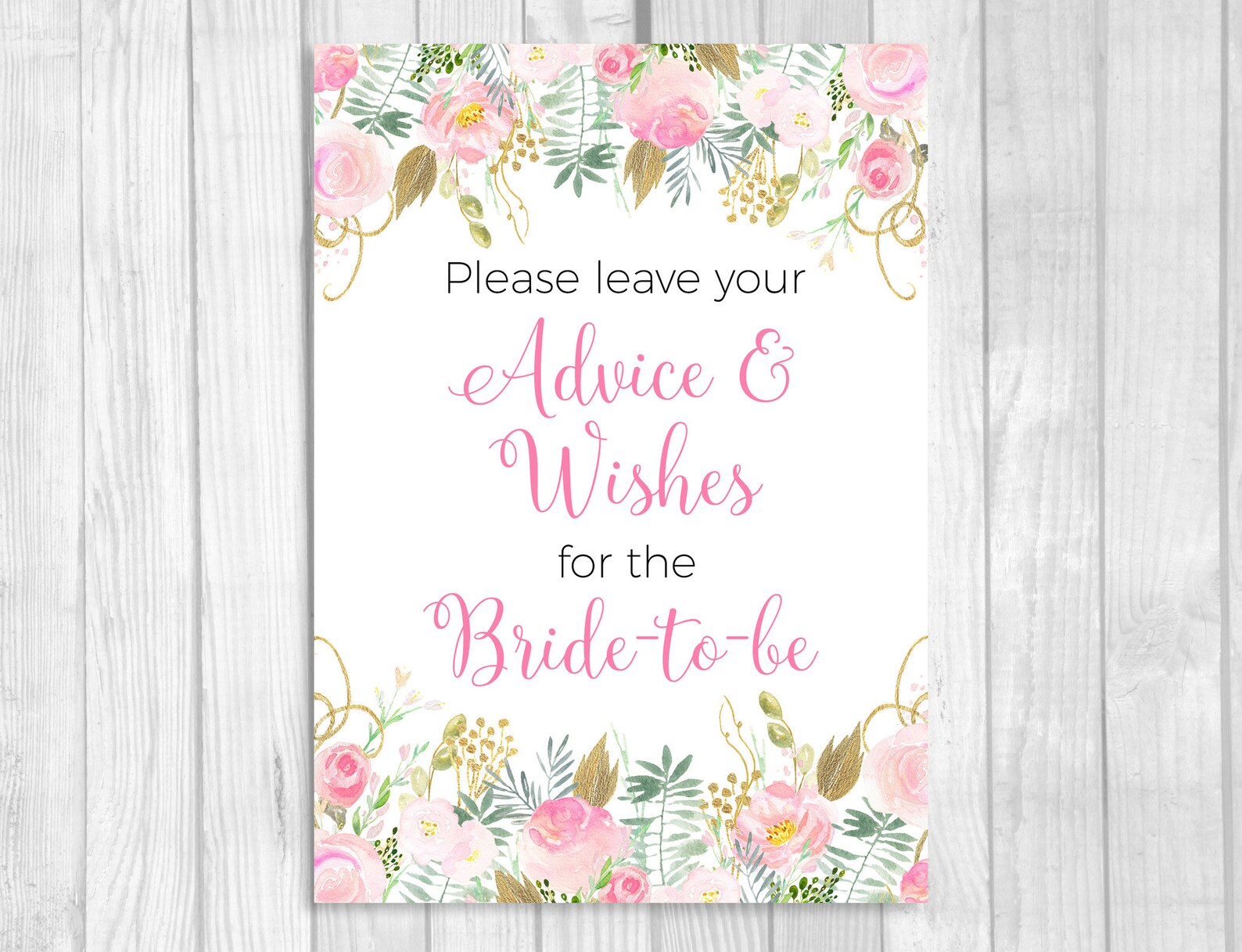 Please Leave Your Advice and Wishes 5x7 8x10 Printable Bridal | Etsy