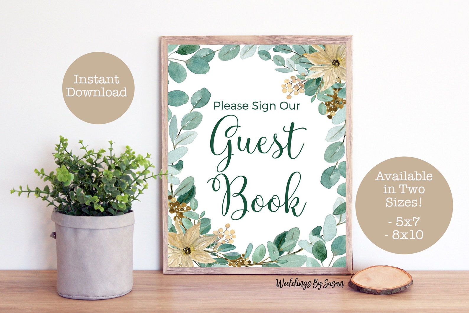 Please Sign Our Guest Book 5x7, 8x10 Printable Christmas Party Sign ...