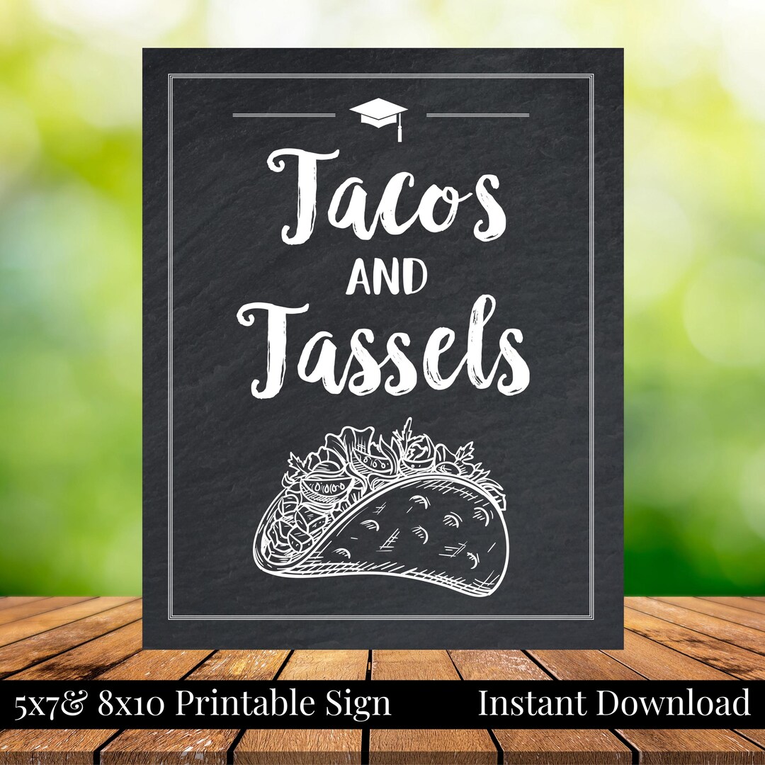 Graduation Party Taco Bar 5x7, 8x10 Printable Chalkboard Sign ...