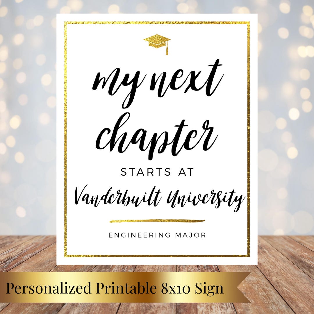 My Next Chapter Begins Printable, Graduation 8x10 Sign, Black Gold Foil ...