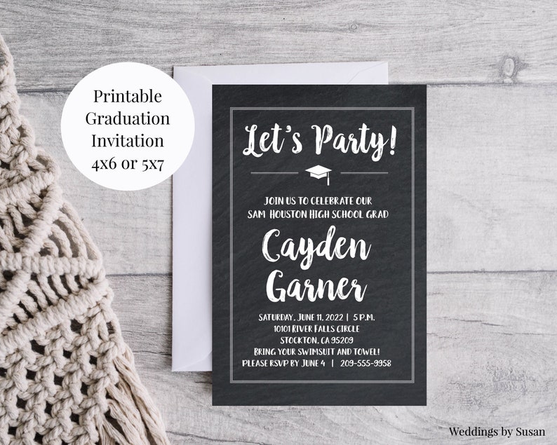 Graduation Party 4x6 or 5x7 Custom Personalized Printable Invitations ...