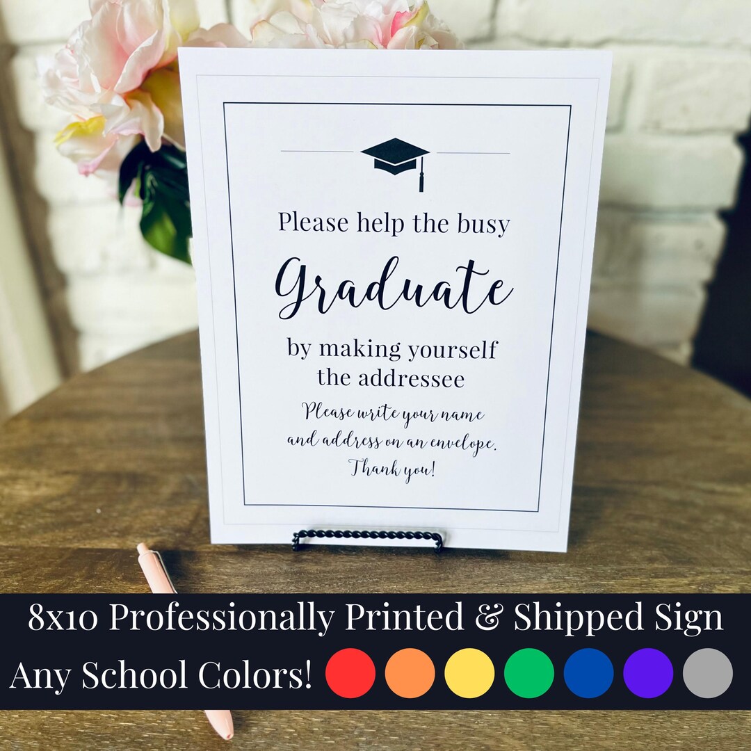 Graduation Party 8x10 Professionally Printed & Shipped Sign, Address an ...