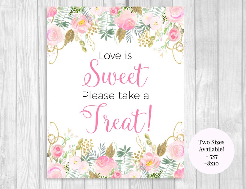 Love is Sweet 5x7 8x10 Please Take a Treat Printable Bridal - Etsy