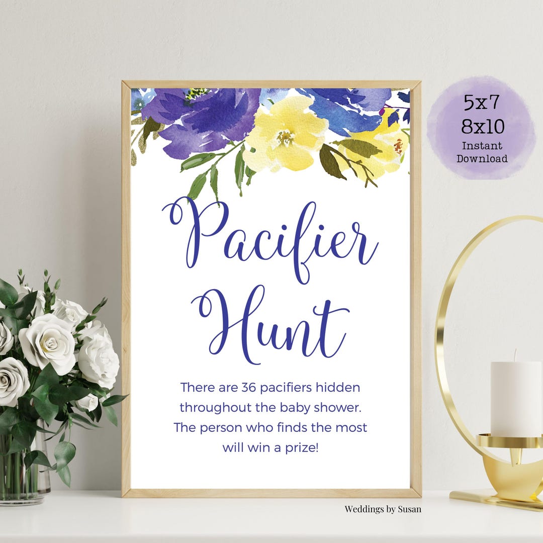 Pacifier Hunt 5x7, 8x10 Printable Baby Shower Game, Find 36 Hidden ...