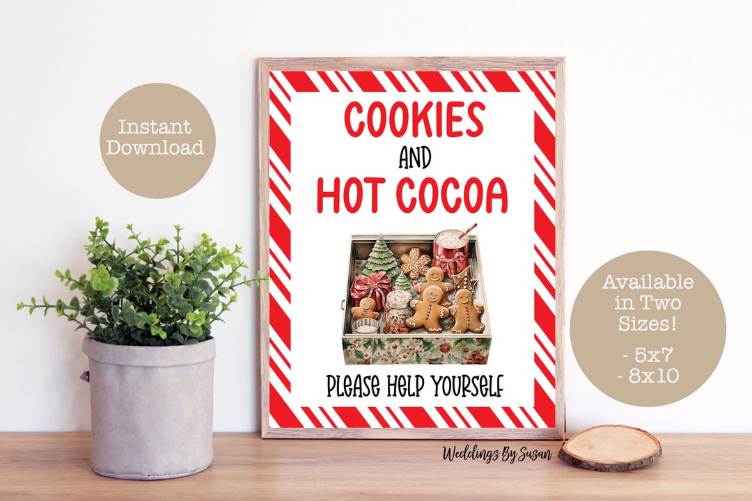 Cookies and Hot Cocoa Printable 5x7, 8x10 Christmas Party Hot Chocolate ...