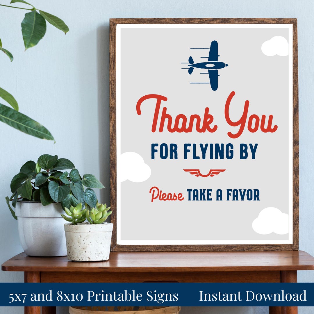 Thank You for Flying by 5x7 8x10 Printable Airplane Birthday Favor Sign ...