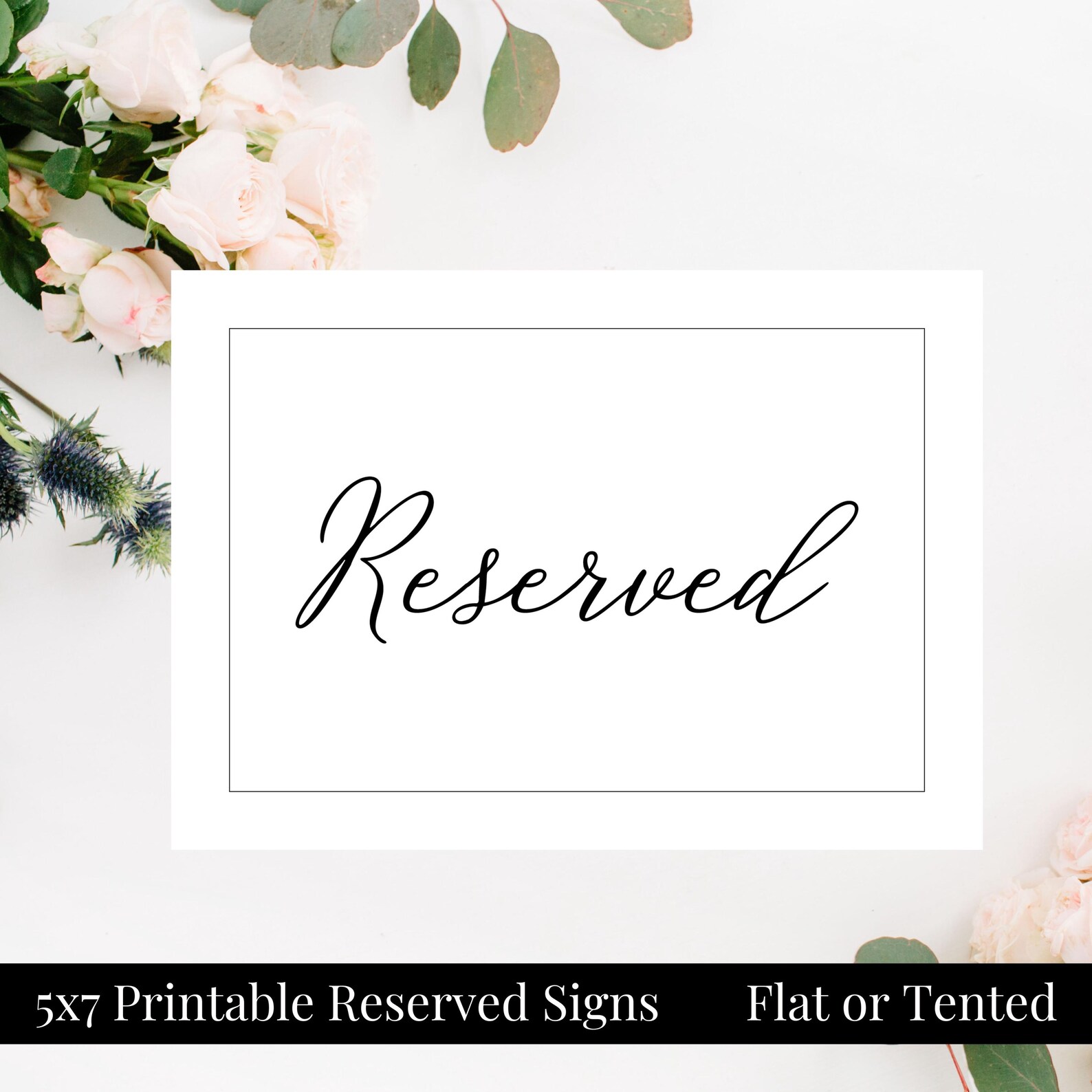 The Classic Collection Reserved Table Signs 5x7, Printable Black and ...