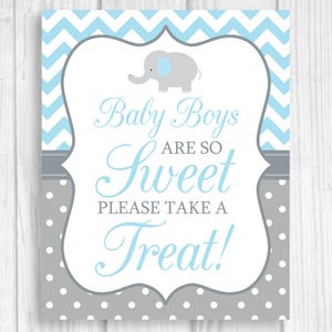 Light Blue and Gray 8x10 Printable Boy's Elephant Baby Shower Sign ...