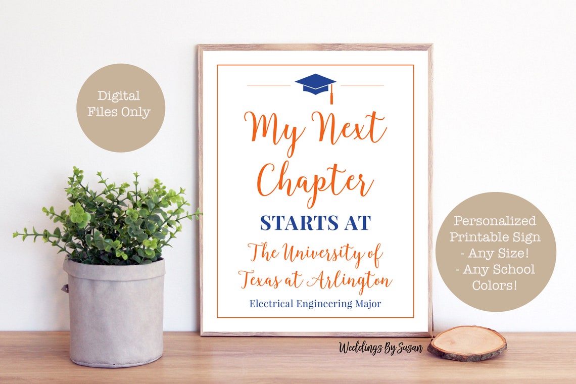 My Next Chapter/adventure Begins Printable 8x10 Graduation Sign, Any ...